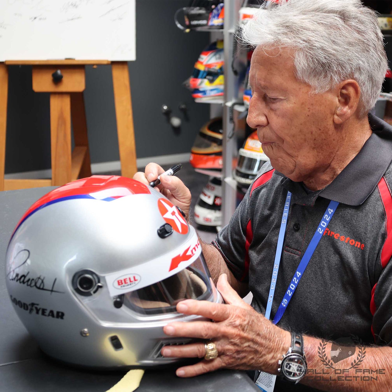 1991 Mario Andretti Signed Bell AFX1 Newman Haas Racing IndyCar Replic