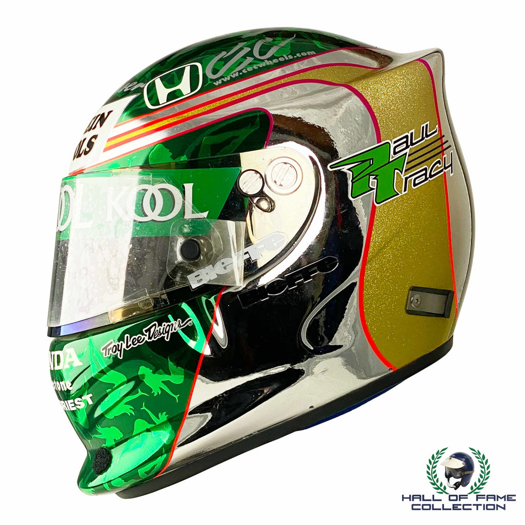 2001 Paul Tracy Signed Race Used Team Kool Green Bieffe IndyCar Helmet