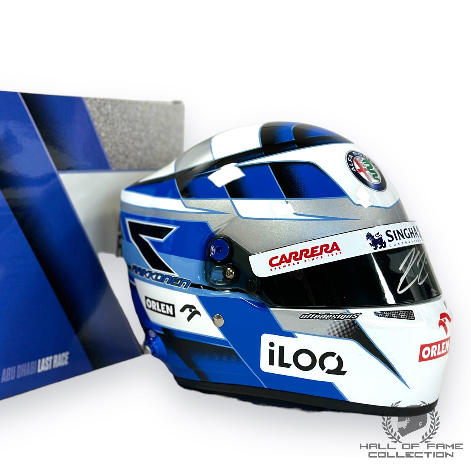 2021 Kimi Raikkonen Signed 1:2 Scale Bell Abu Dhabi Alfa Romeo F1 Helm