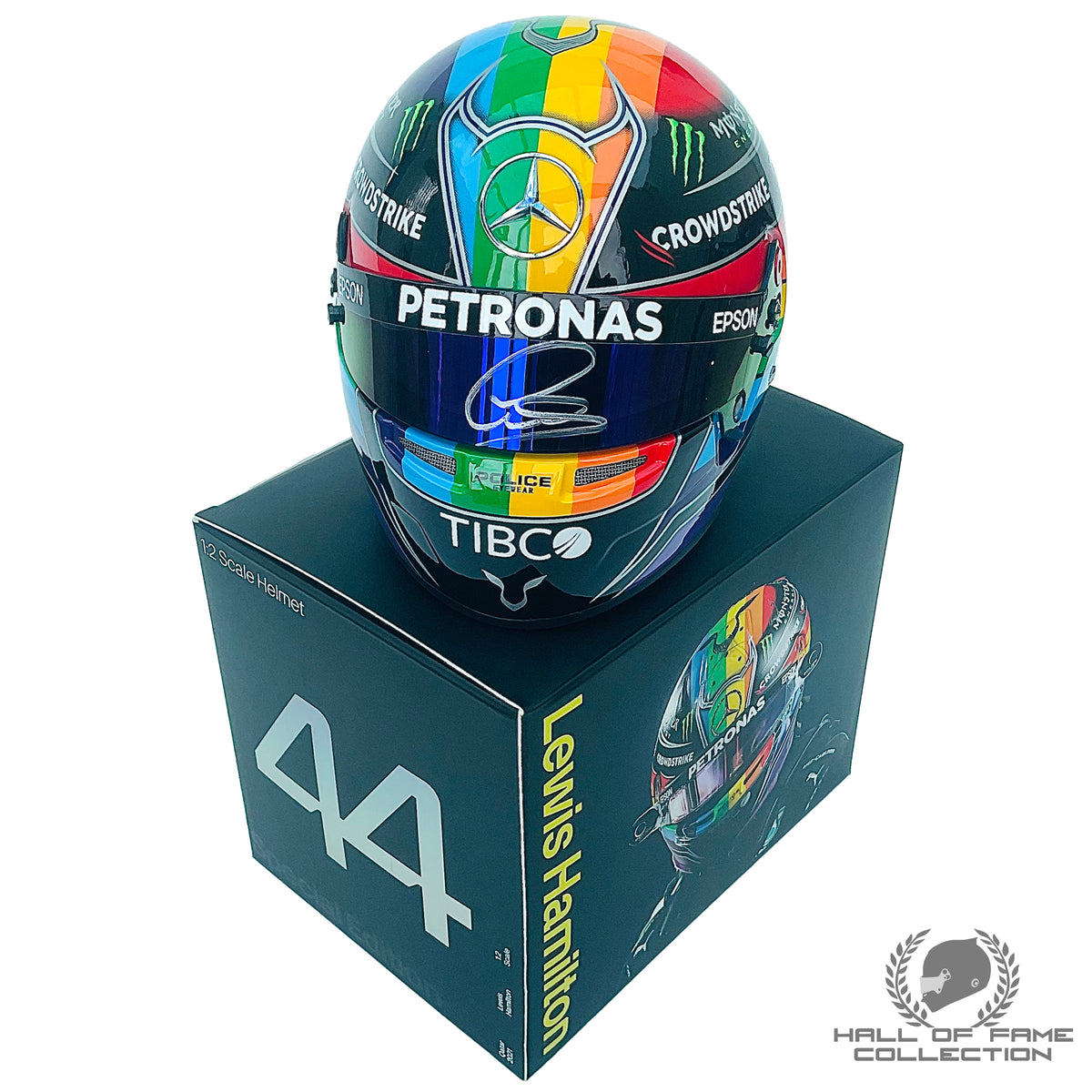 2021 Lewis Hamilton Signed 1/2 Scale Mercedes Benz F1 Helmet