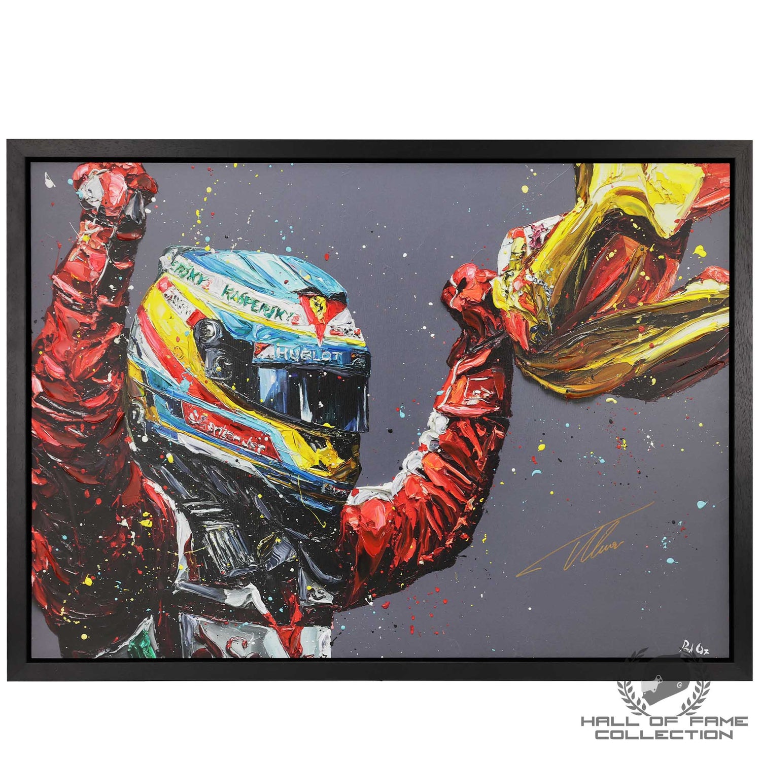 Fernando Alonso Signed Scuderia Ferrari Hand Embellished Portrait Prin