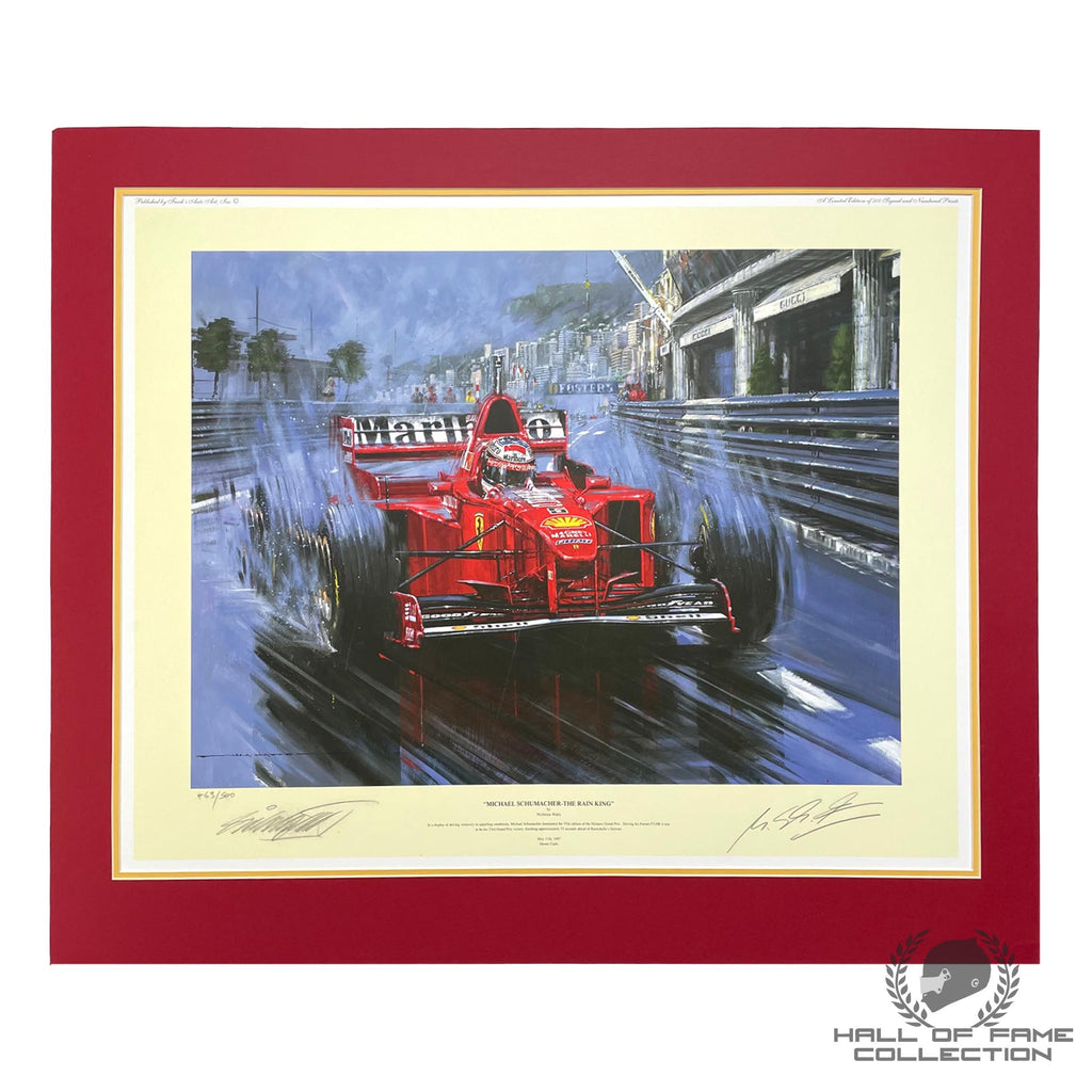 Michael Schumacher Signed 'Rain King' Framed Scuderia Ferrari F1 Print