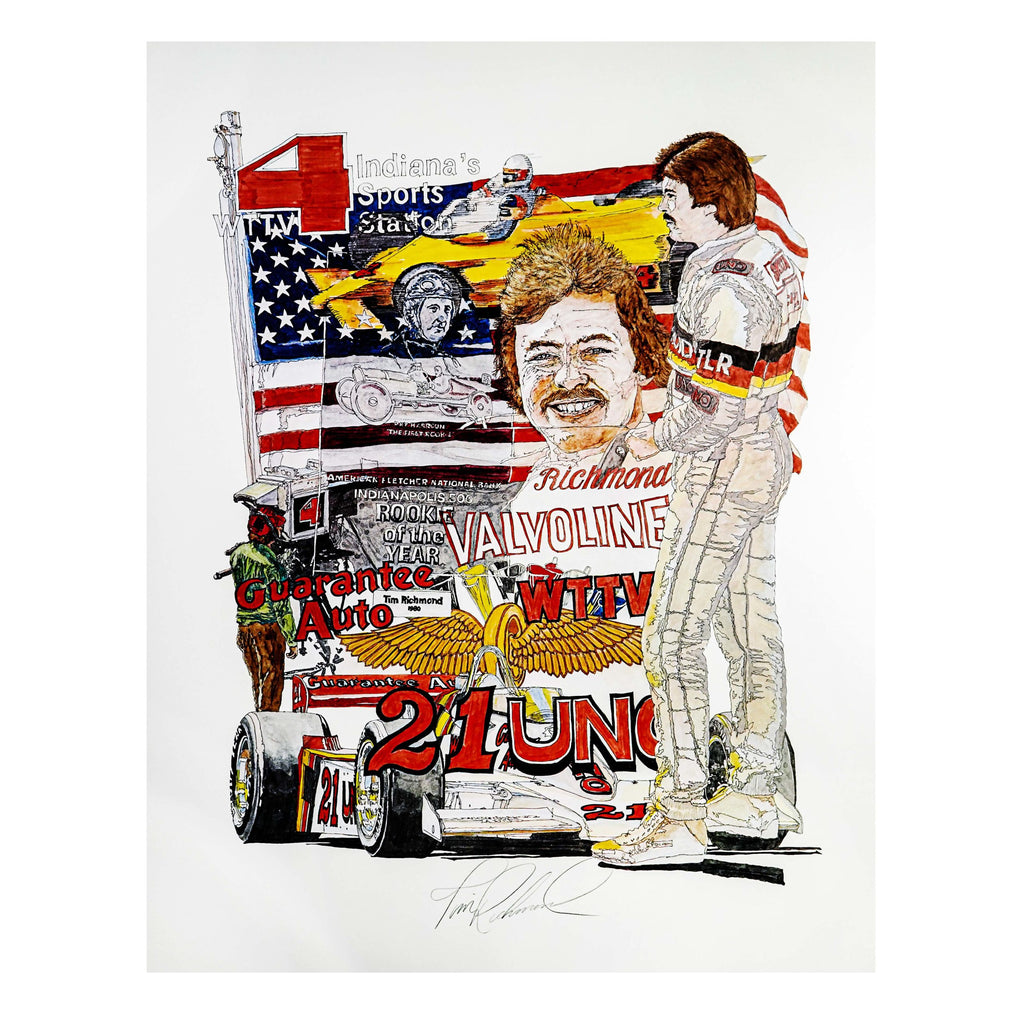 1980 Tim Richmond Hand Signed Indy 500 Ron Burton Limited Edition 30 x